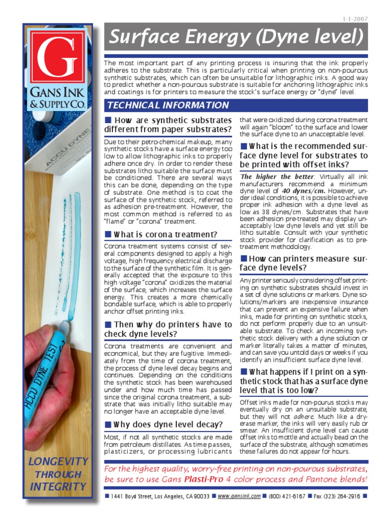 Process Ink Plasti Pro Dyne Level | PDF | Lithography | Ink