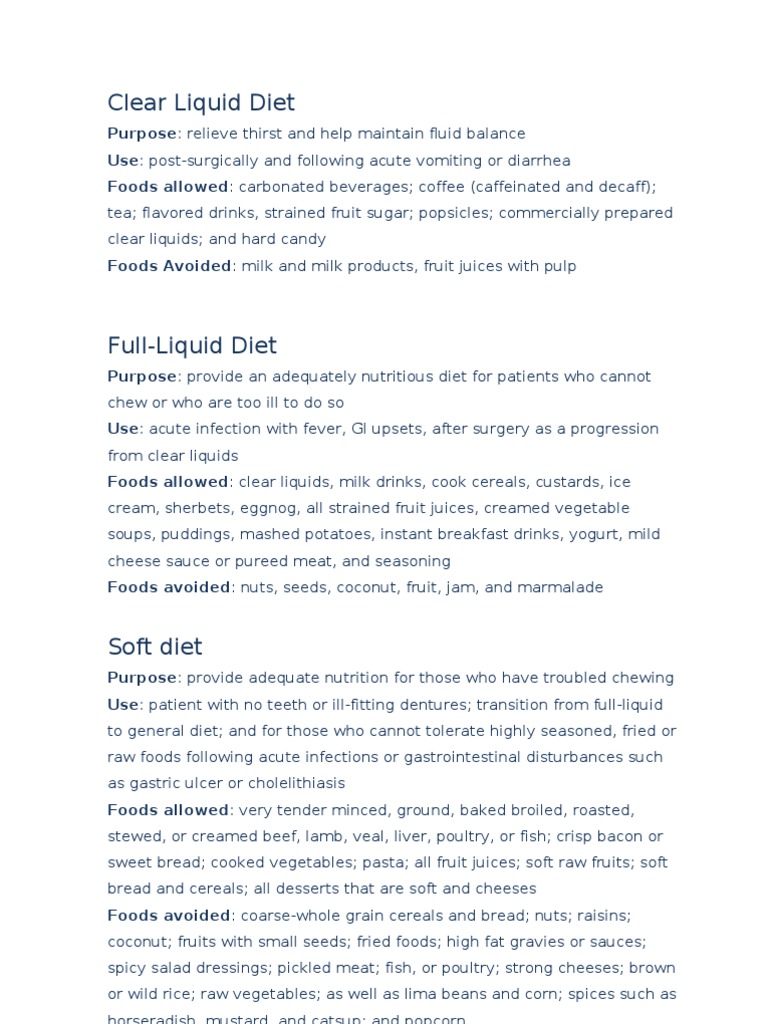 Clear Liquid Diet | PDF | Dieting | Desserts