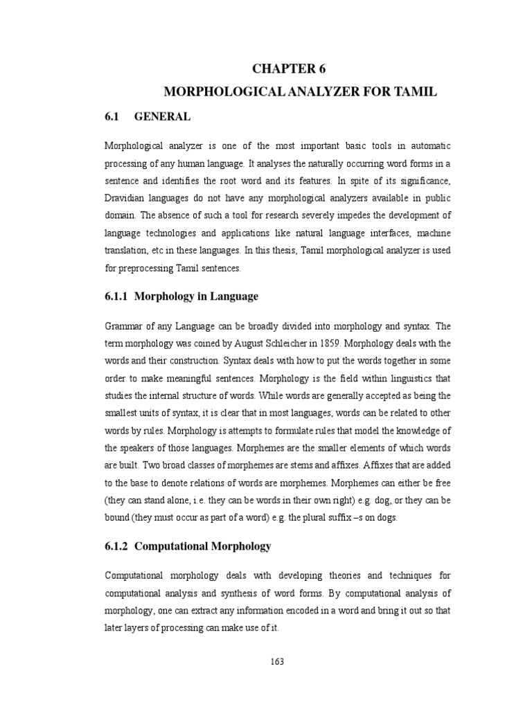 Tamil Morphological Analyzer Overview | PDF | Morphology (Linguistics ...