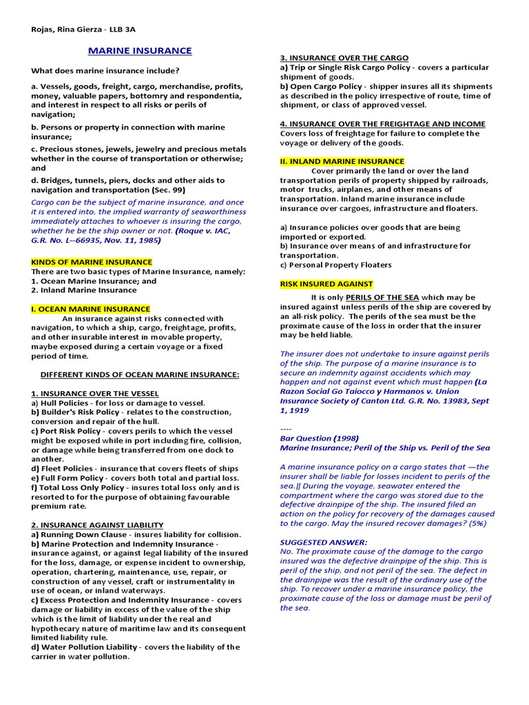 Marine Insurance | PDF | Insurance | Ships