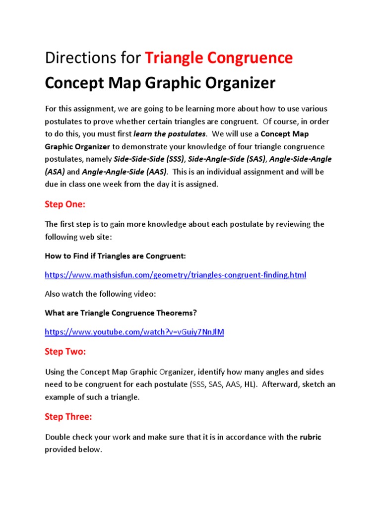 Triangle Congruence Graphic Organizer Directions | PDF | Teaching ...