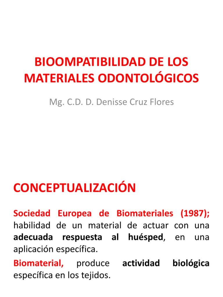 Biocompatibilidad de Biomateriales Odontológicos | PDF | Biomaterial ...