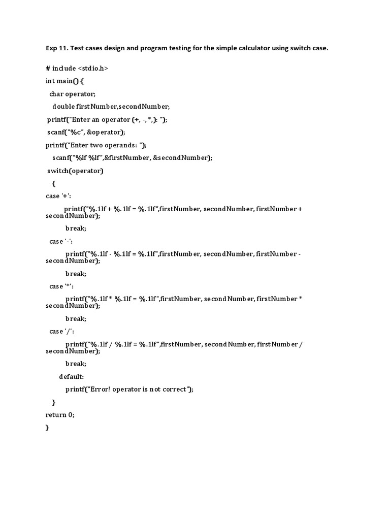 exp-11-test-cases-design-and-program-testing-for-the-simple-calculator