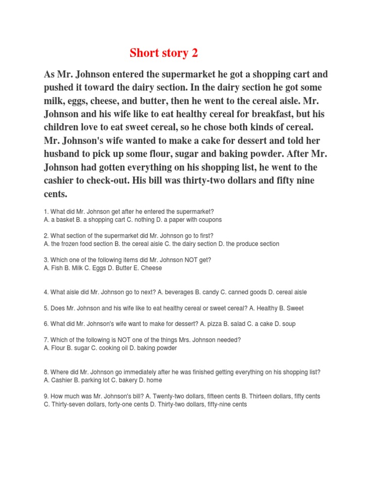 Grocery Shopping with Mr. Johnson | PDF