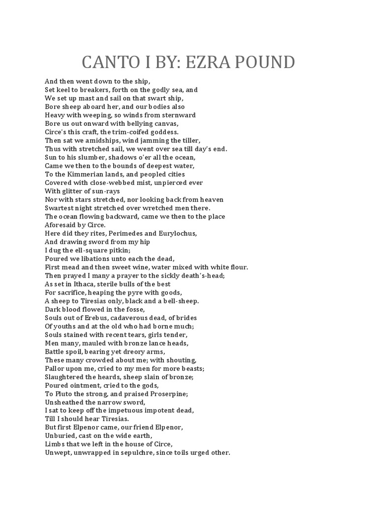 CANTO I BY Ezra Pound | PDF