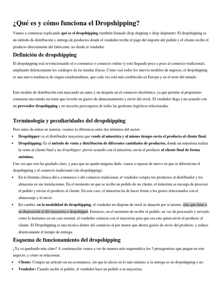 Qué Es y Cómo Funciona El Dropshipping | PDF | Comercio electrónico | Al por menor