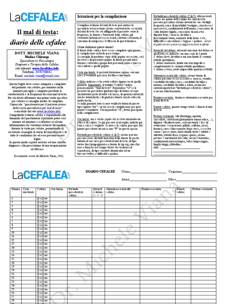 Diario Cefalee Michele Viana 20151