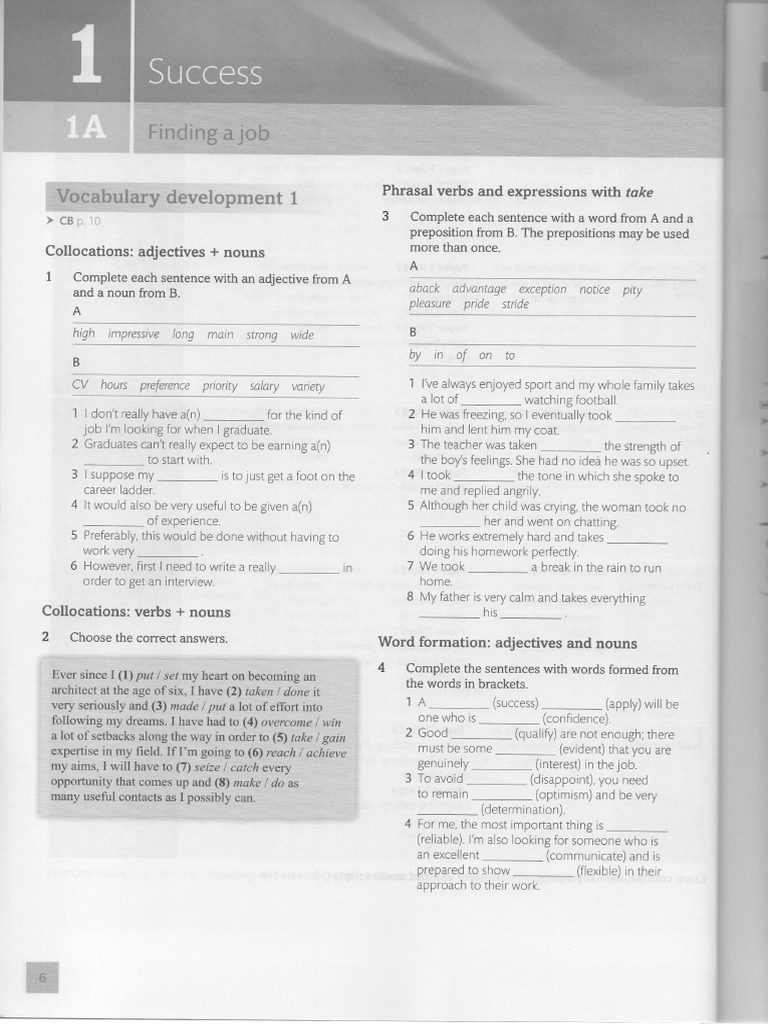 Unit 1 - Vocabulary Development With Key | PDF