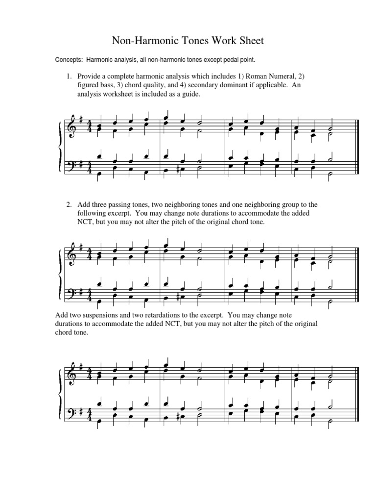 Non Chord Tones WorkSheet | PDF | Music Theory | Melody