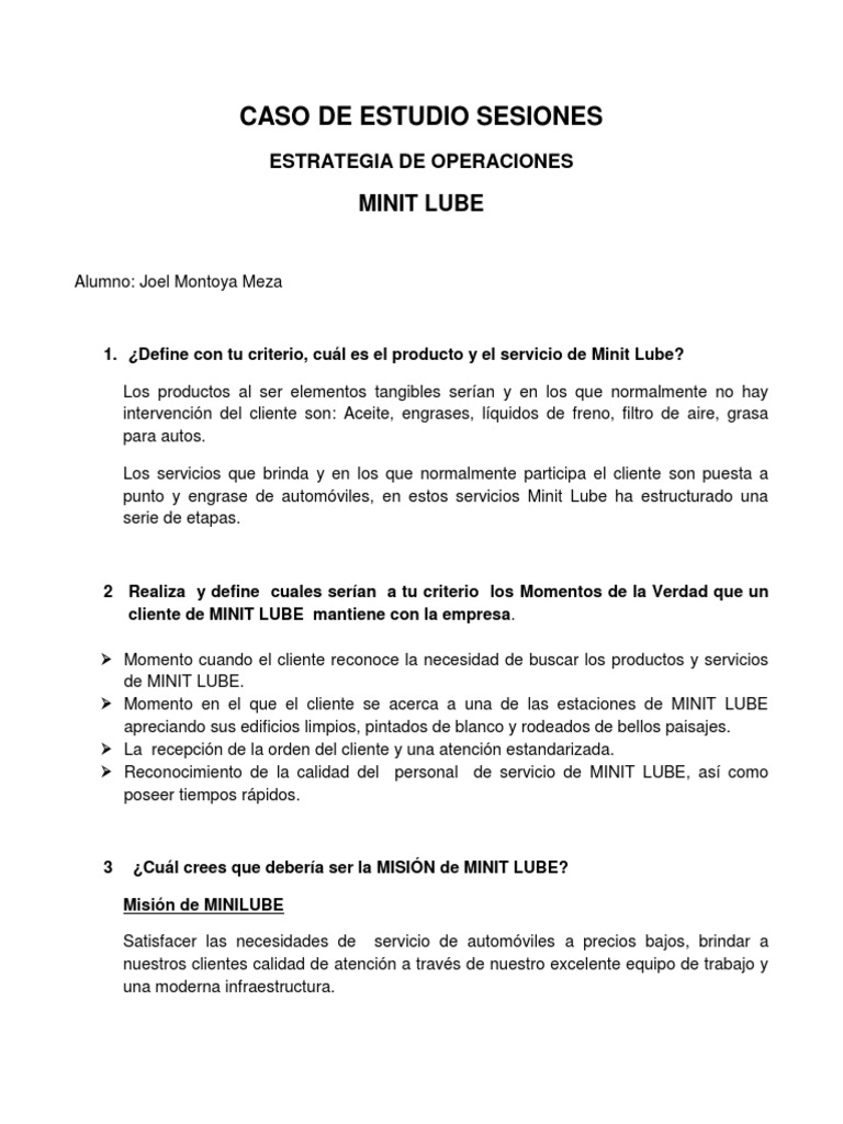 Minit Lube | PDF | Gestión de recursos humanos | Calidad (comercial)