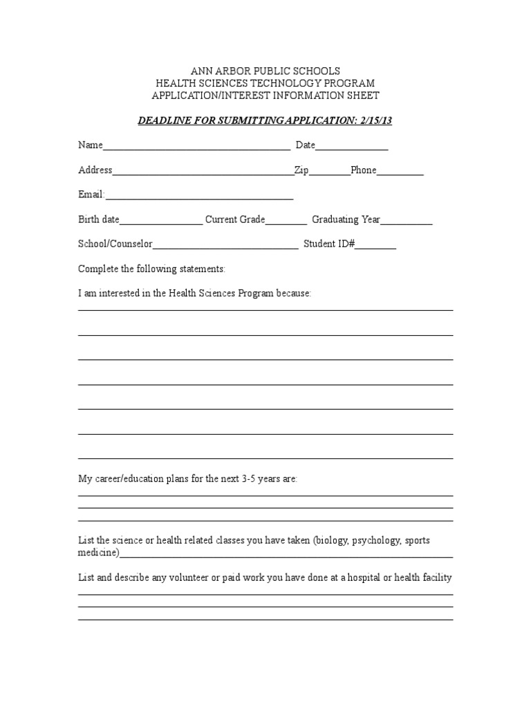 HST Application | PDF | Wellness | Medical