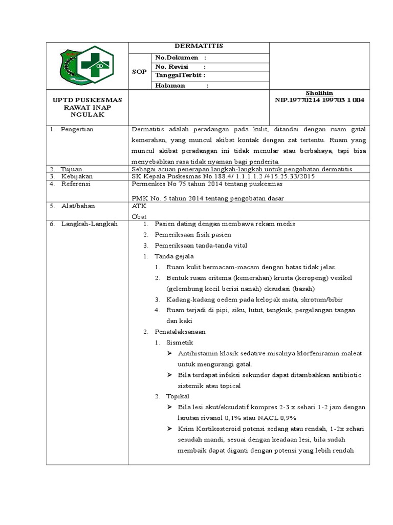 SOP Dermatitis | PDF