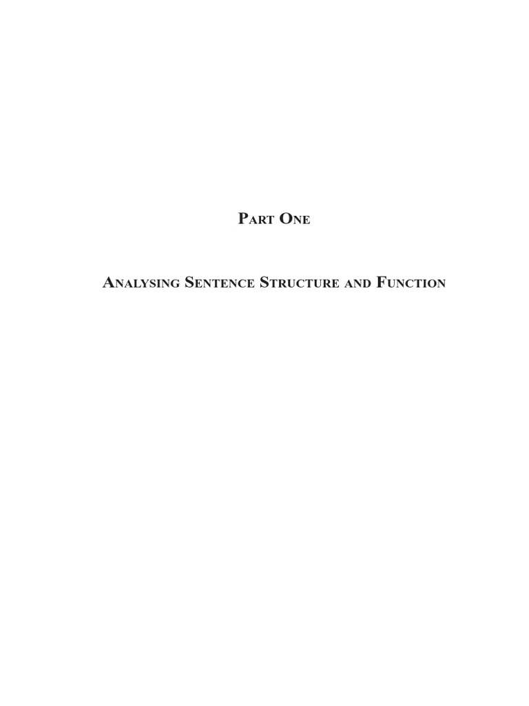 Analysing Sentence Structure and Function-Part One | PDF | English ...