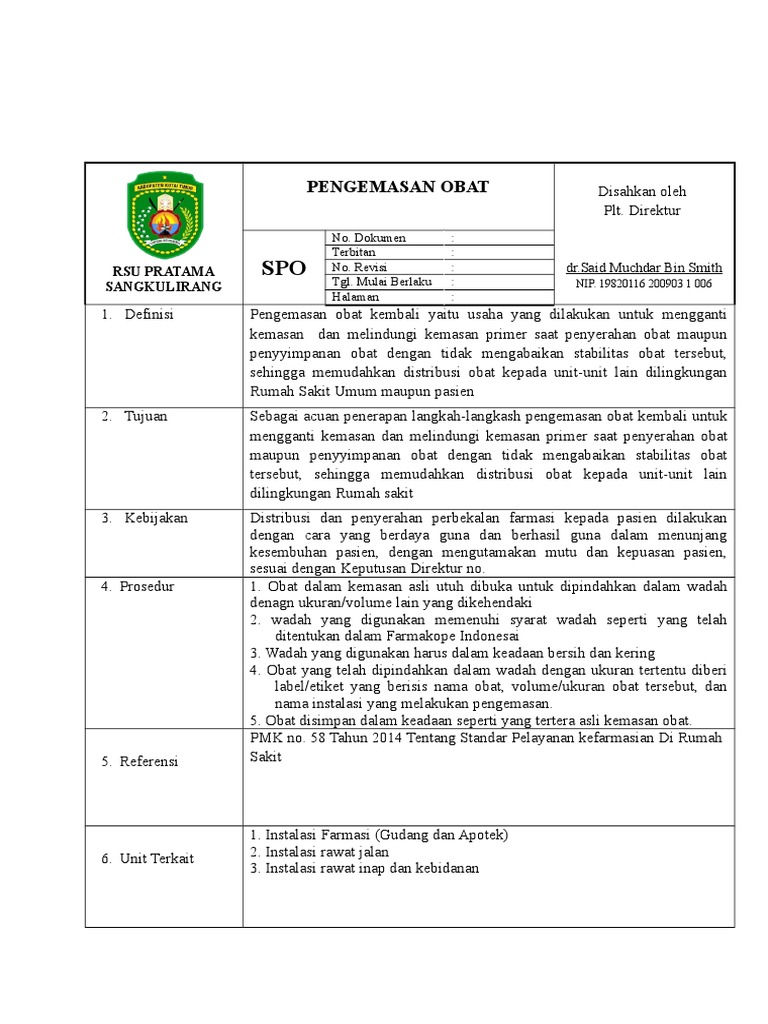 Sop Pengemasan Obat | PDF