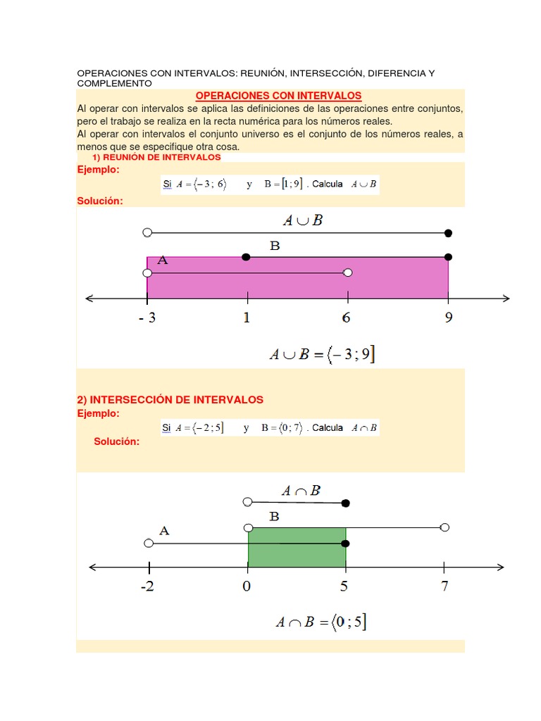 Operaciones Con Intervalos | PDF