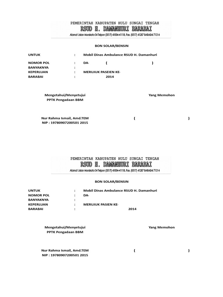 Bon Minyak BBM | PDF