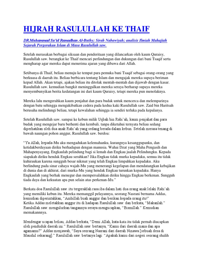 Hijrah Rasulullah Ke Thaif | PDF