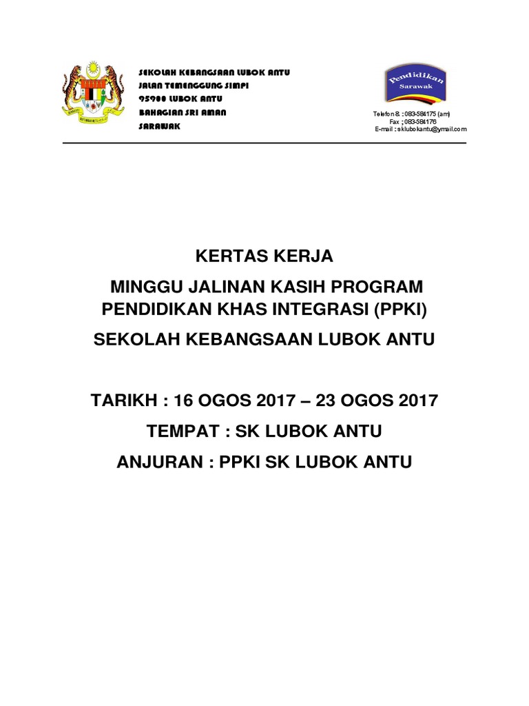 Kertas Kerja Minggu Jalinan Kasih Program Pendidikan Khas Integrasi | PDF