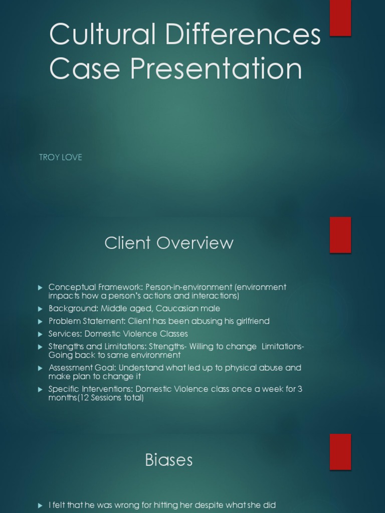 Cultural Differences Case Presentation | PDF | Domestic Violence | Violence
