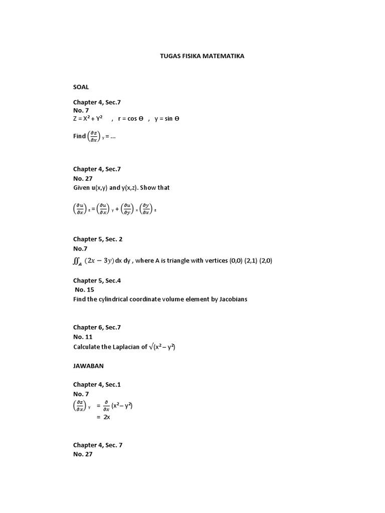 Soal Chapter 4, Sec.7 No. 7 | PDF | Multivariable Calculus ...