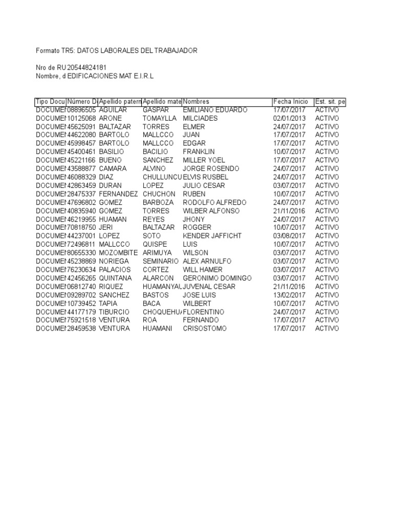 Ejemplo Del TR5 en Excel
