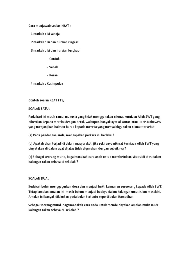 Cara Menjawab Soalan KBAT | PDF