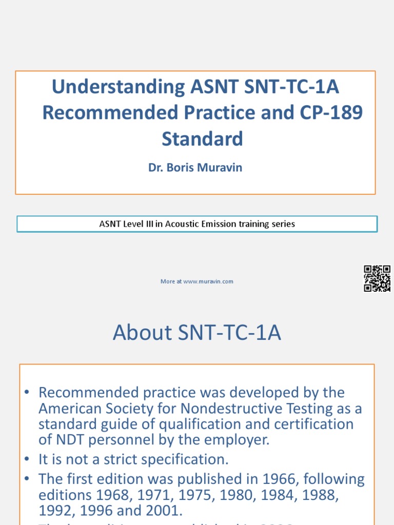 Muravin - Understanding Asnt Snt-Tc-1a - Acoustic Emission Traning Series | PDF | Nondestructive ...