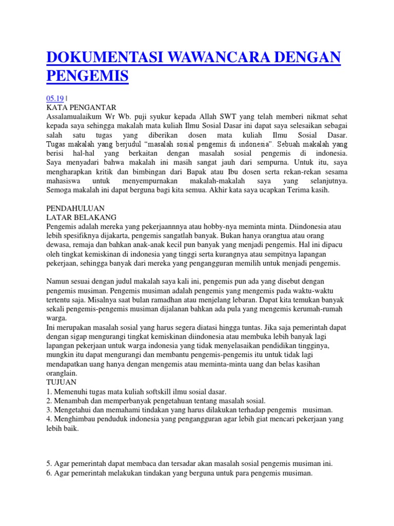 Dokumentasi Wawancara Dengan Pengemis | PDF