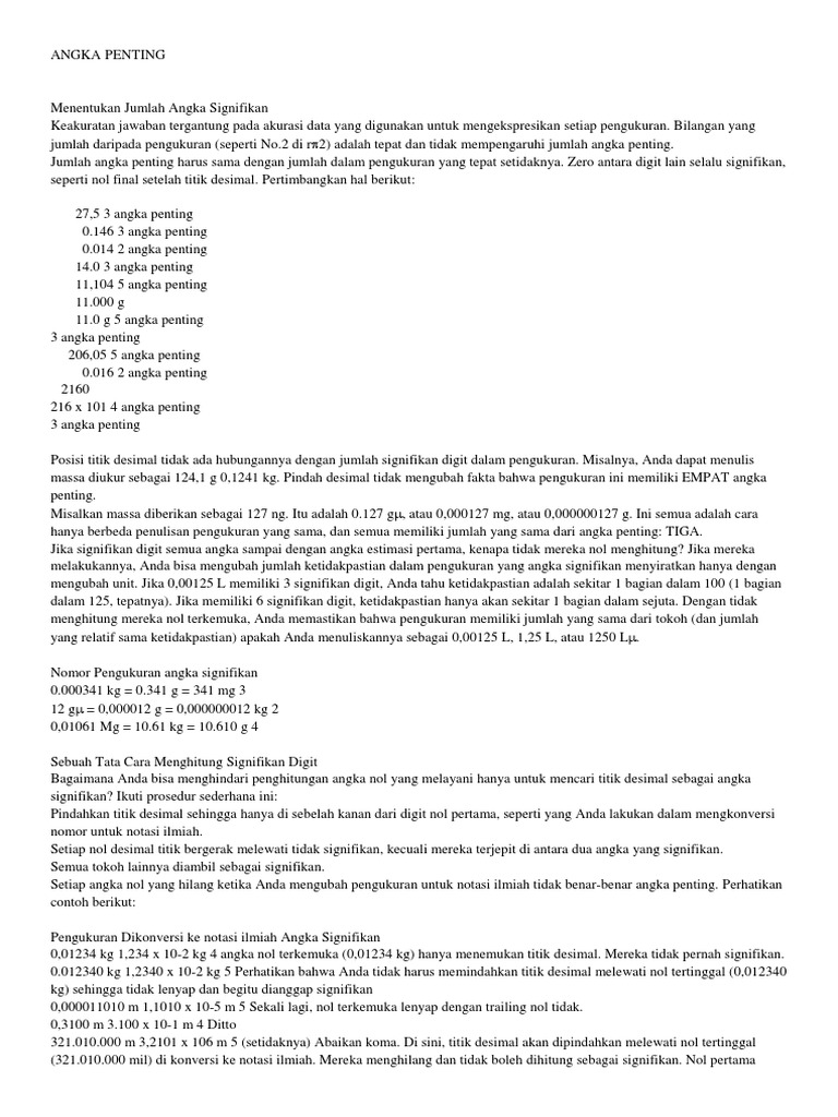 Angka Penting | PDF | Metode & Bahan Ajar