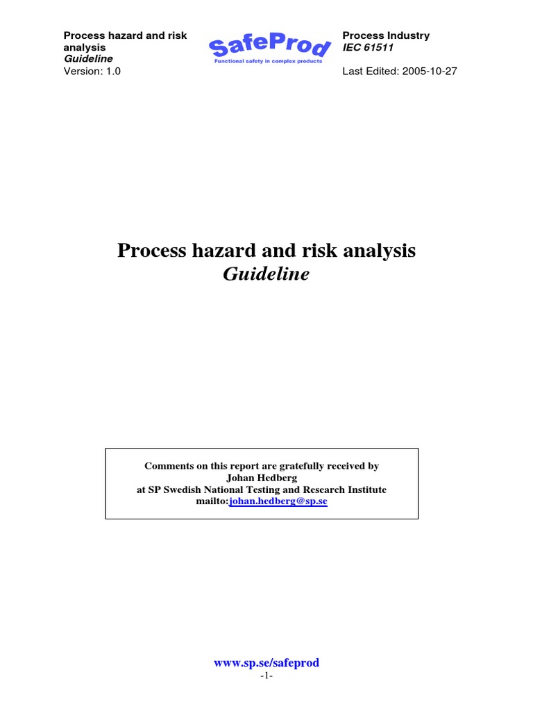 Process Hazard and Risk Analysis Guideline | PDF | Risk Management | Prevention