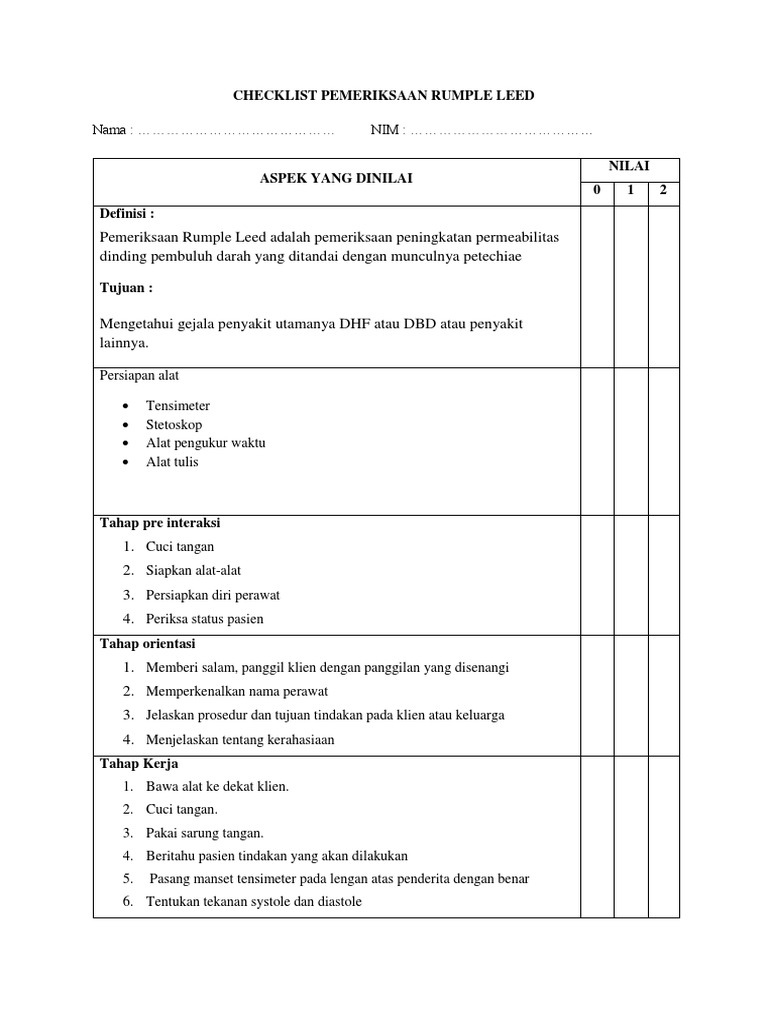 Prosedur Pemeriksaan Rumple Leed | PDF
