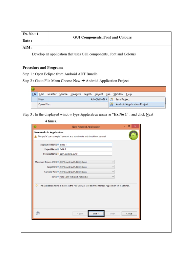 Ex. No: 1 Date: GUI Components, Font and Colours Aim | Download Free ...