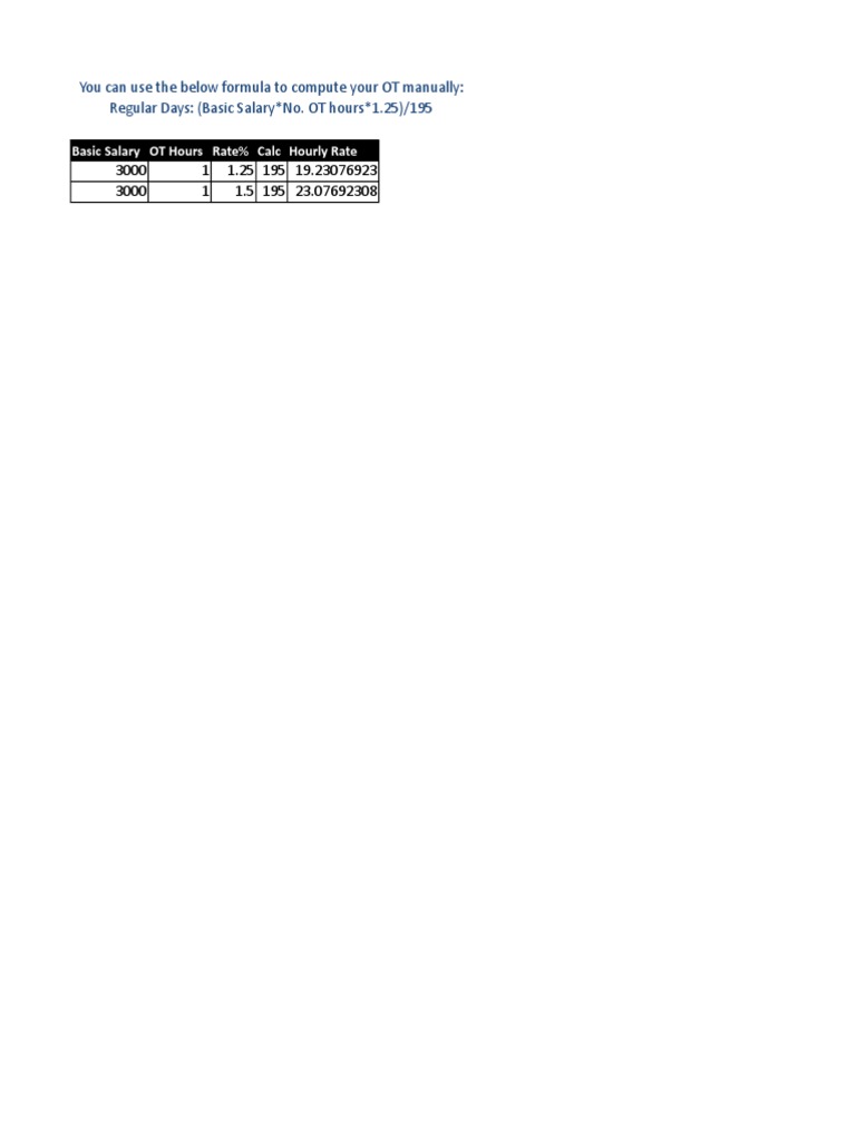 OT Calculation | PDF
