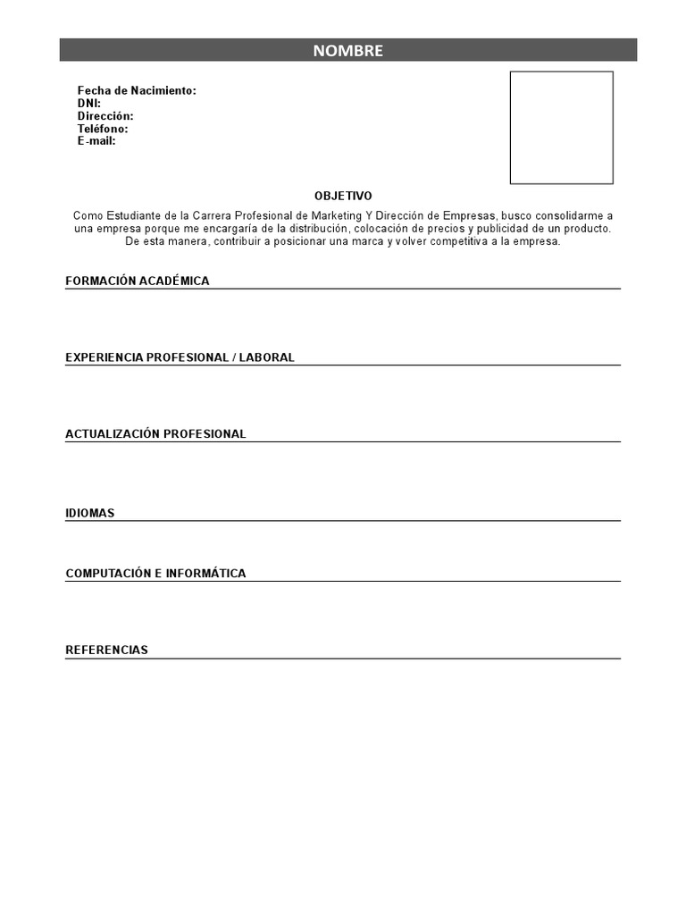 Ejemplo de Curriculum Vitae Actualizado | PDF | Crecimiento personal y ...