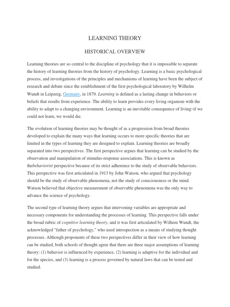 Learning Theory | PDF | Reinforcement | Classical Conditioning