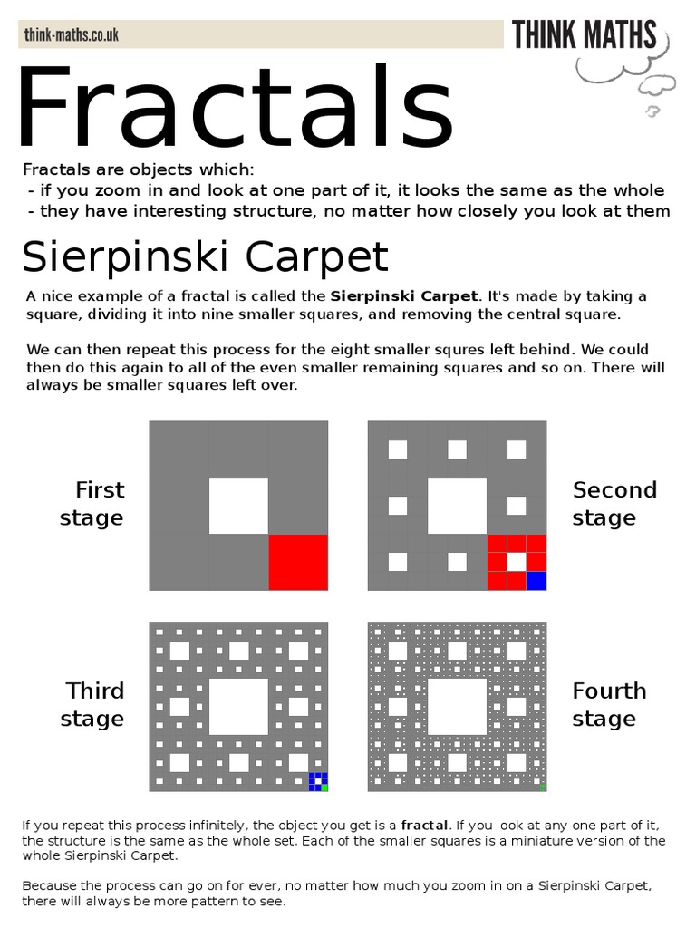 Think Maths - Fractal Activities Sheets | PDF