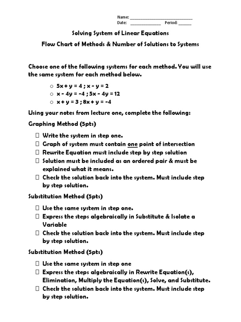 Directions For System of Linear Equations Graphic Organizer | PDF ...