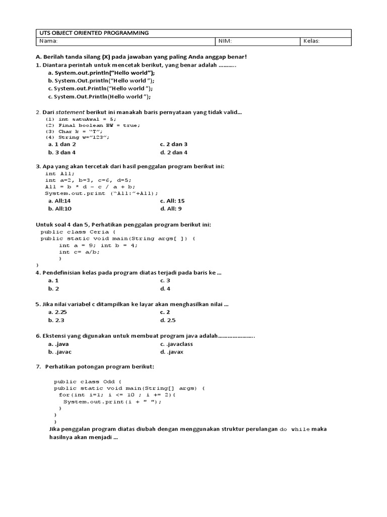Uts Object Oriented Programming | PDF | Komputer