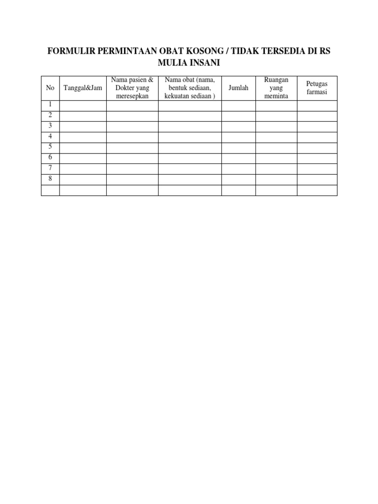 Formulir Permintaan Obat Kosong | PDF
