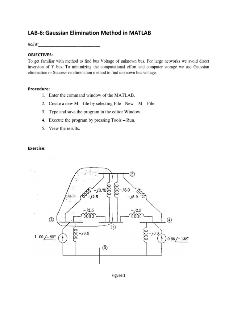 LAB-6: Gaussian Elimination Method in MATLAB: Objectives | PDF