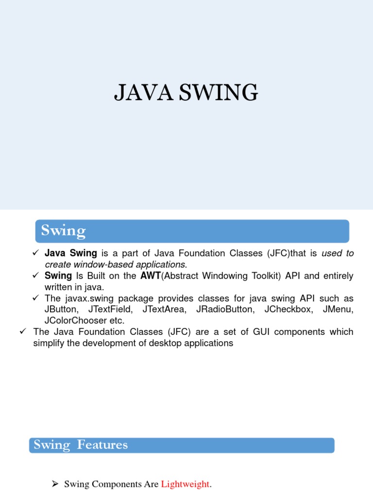 Java Swing | PDF | Java Platform | Software Engineering