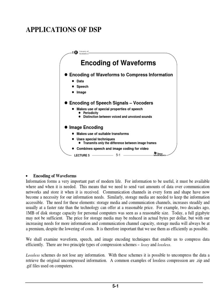 Applications of DSP | PDF | Data Compression | Digital Signal Processing