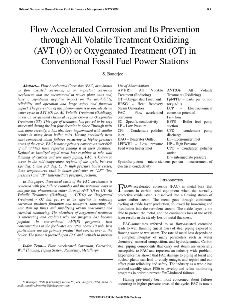 Flow Accelerated Corrosion and Its Prevention Through AVT (O) and OT | PDF | Corrosion | Boiler