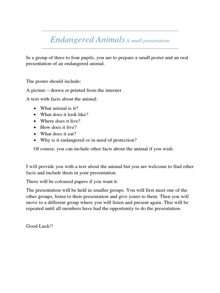 Endangered Animal Projects | PDF