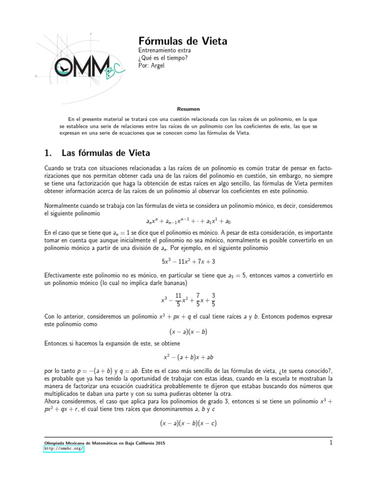 Formula Vieta | PDF | Factorización | Álgebra abstracta