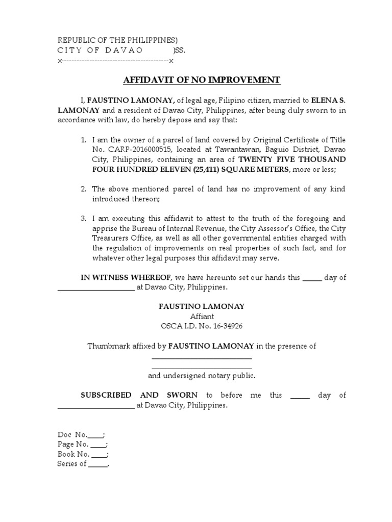 Affidavit of No Improvement | PDF