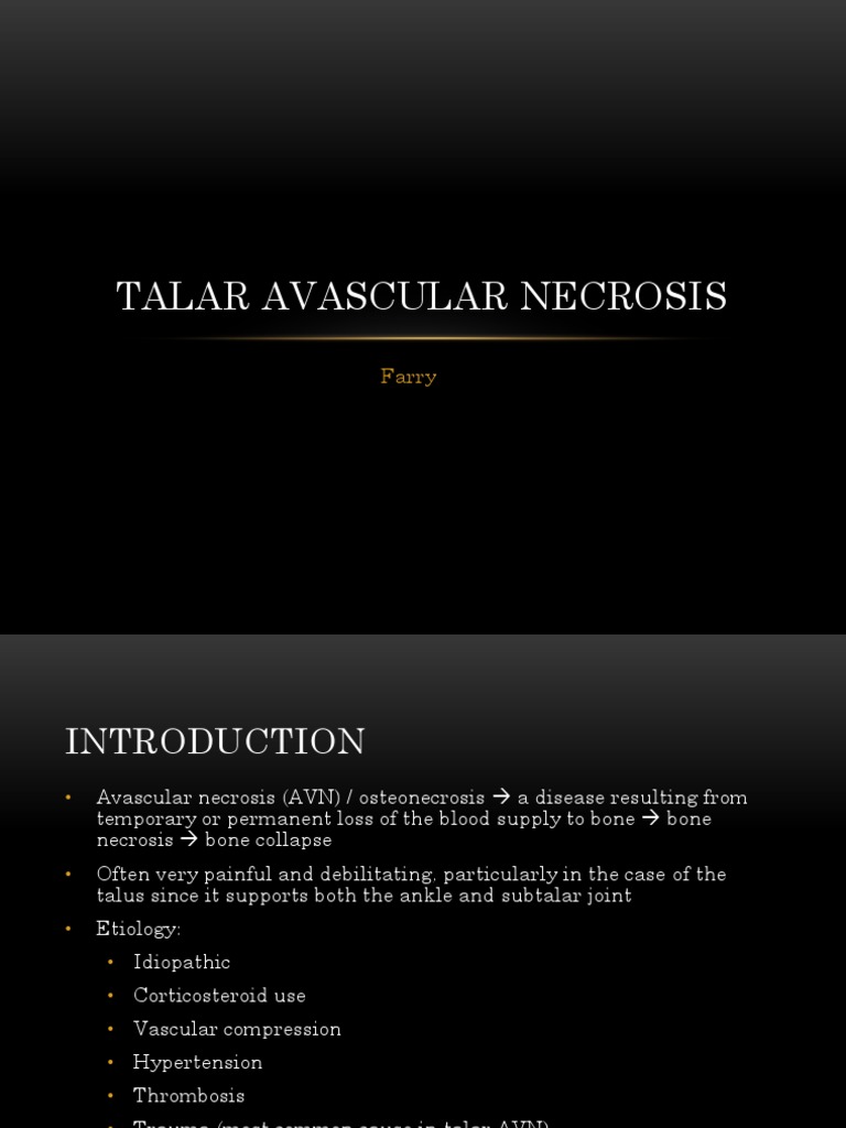 Talar Avascular Necrosis Guide | PDF | Ankle | Musculoskeletal System