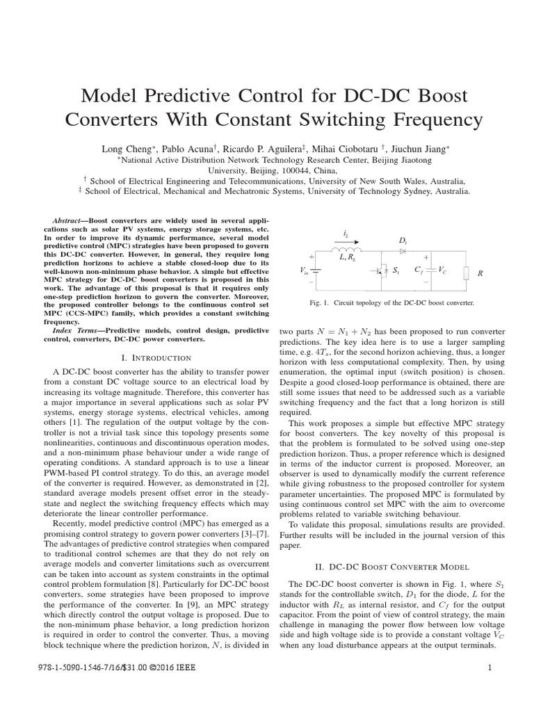 Model Predictive Control For DC-DC Boost Converters With Constant ...