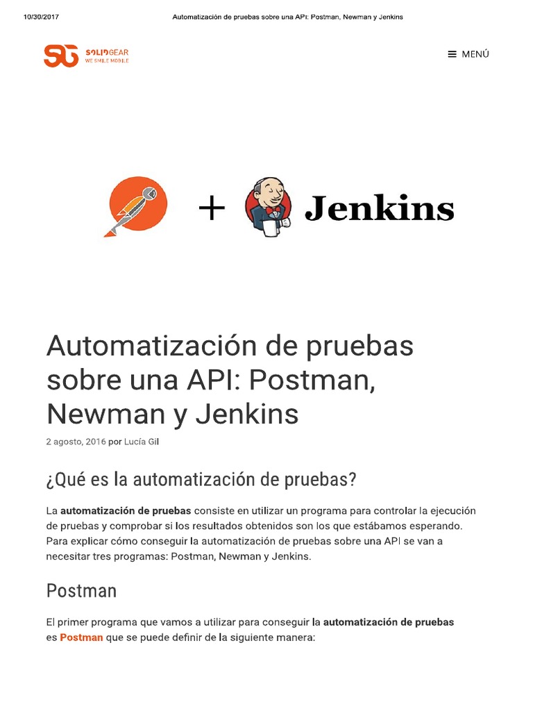 Automatización de Pruebas Sobre Una API Postman, Newman y Jenkins | PDF