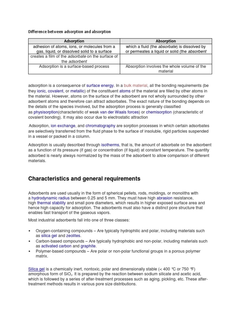 Absorption Sheet | PDF | Zeolite | Adsorption